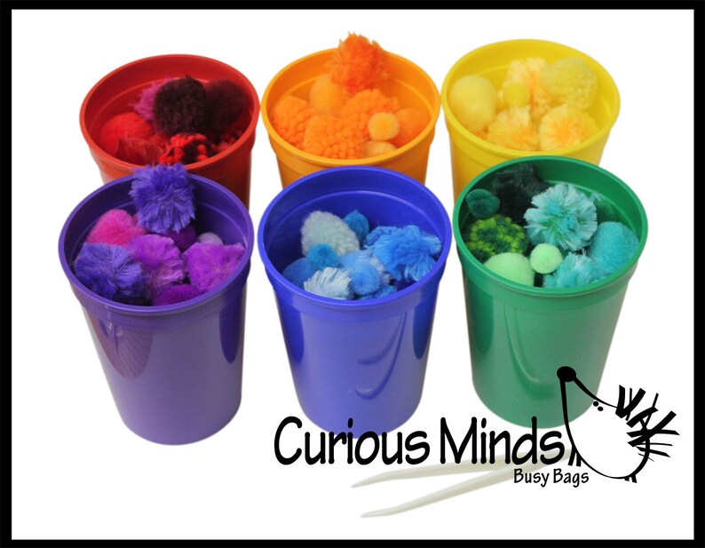 Color Sorting Cups and Pom Poms to Sort Color Scale | Etsy