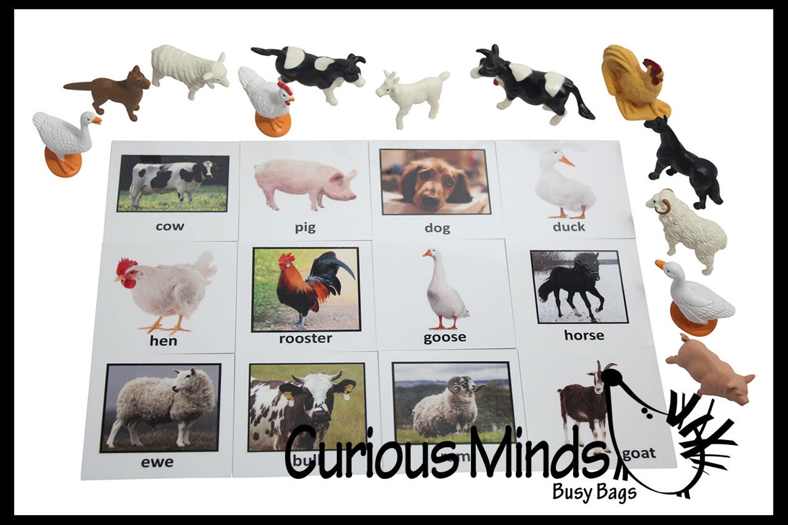 Montessori Farm Animal Match Miniature Animals With Matching - Etsy