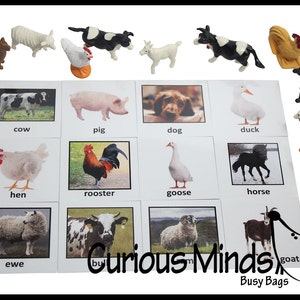 Montessori Farm Animal Match Miniature Animals With Matching Cards 2 ...