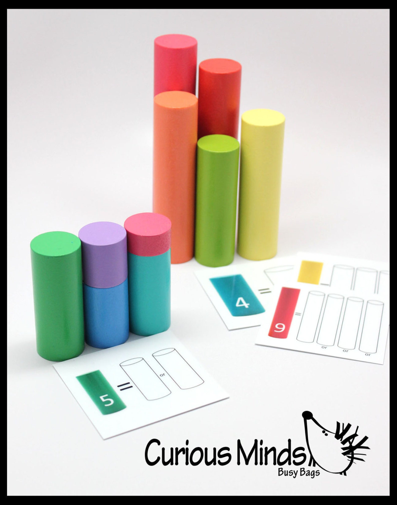 Wooden Block Math 10 Colorful Wooden Blocks and Cards - Etsy