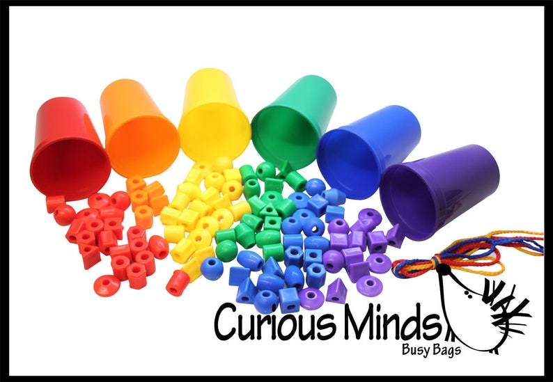 Color Sorting Cups and Beadss Set Large Bright Beads to Sort | Etsy