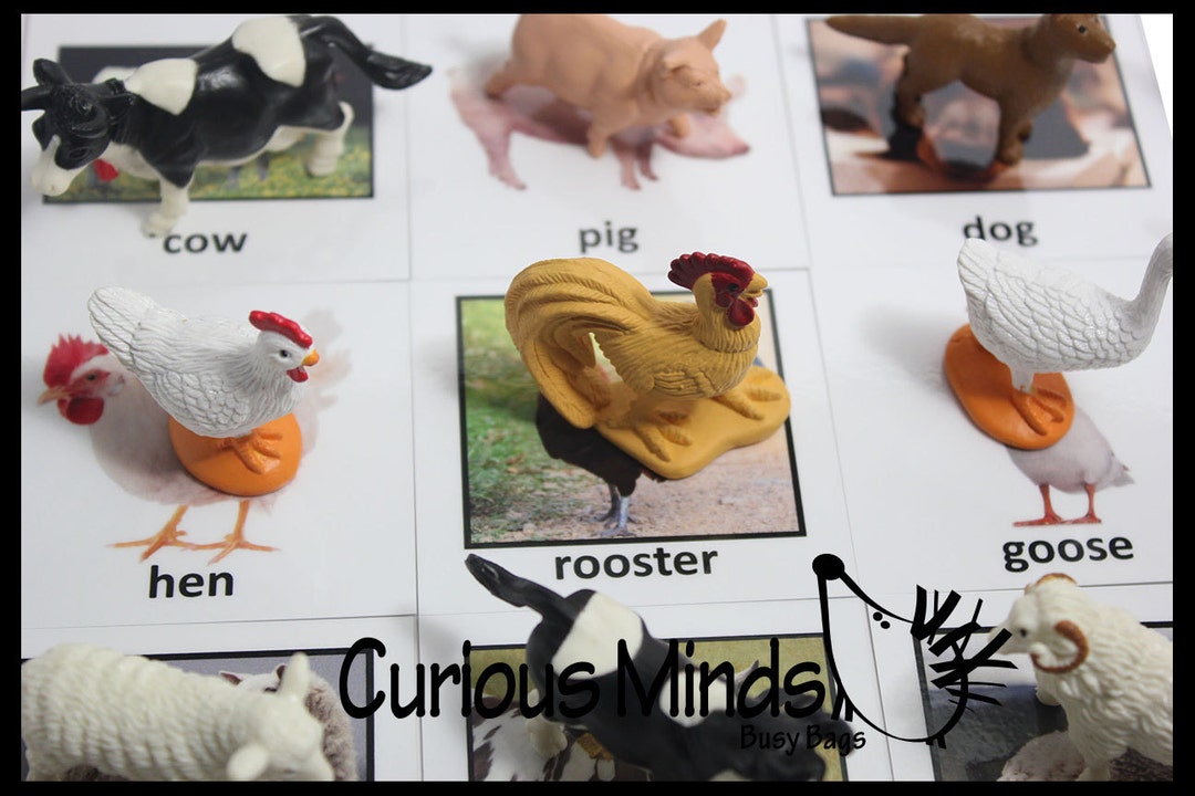 Montessori Farm Animal Match - Miniature Animals With Matching Cards ...