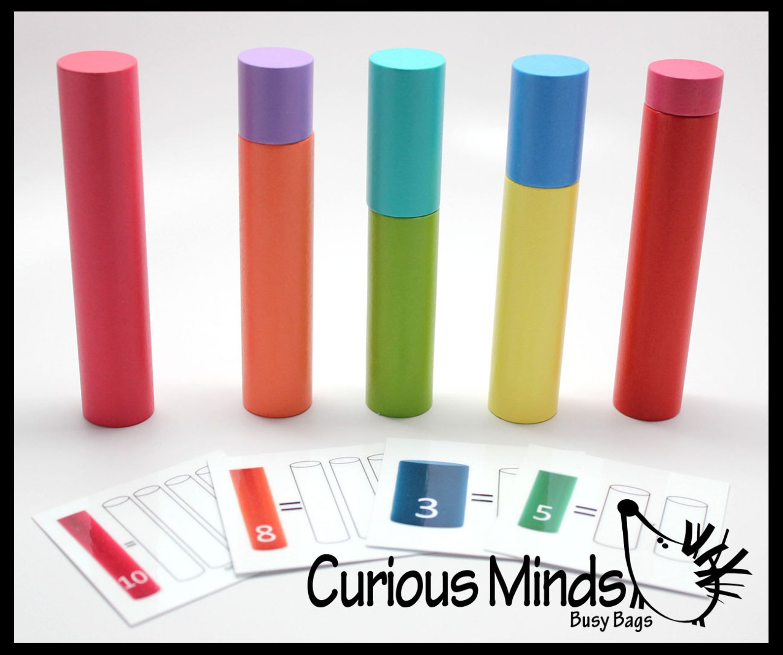 Wooden Block Math 10 Colorful Wooden Blocks and Cards - Etsy