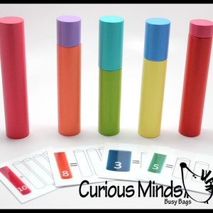 Wooden Block Math - 10 Colorful Wooden Blocks and Cards - Etsy