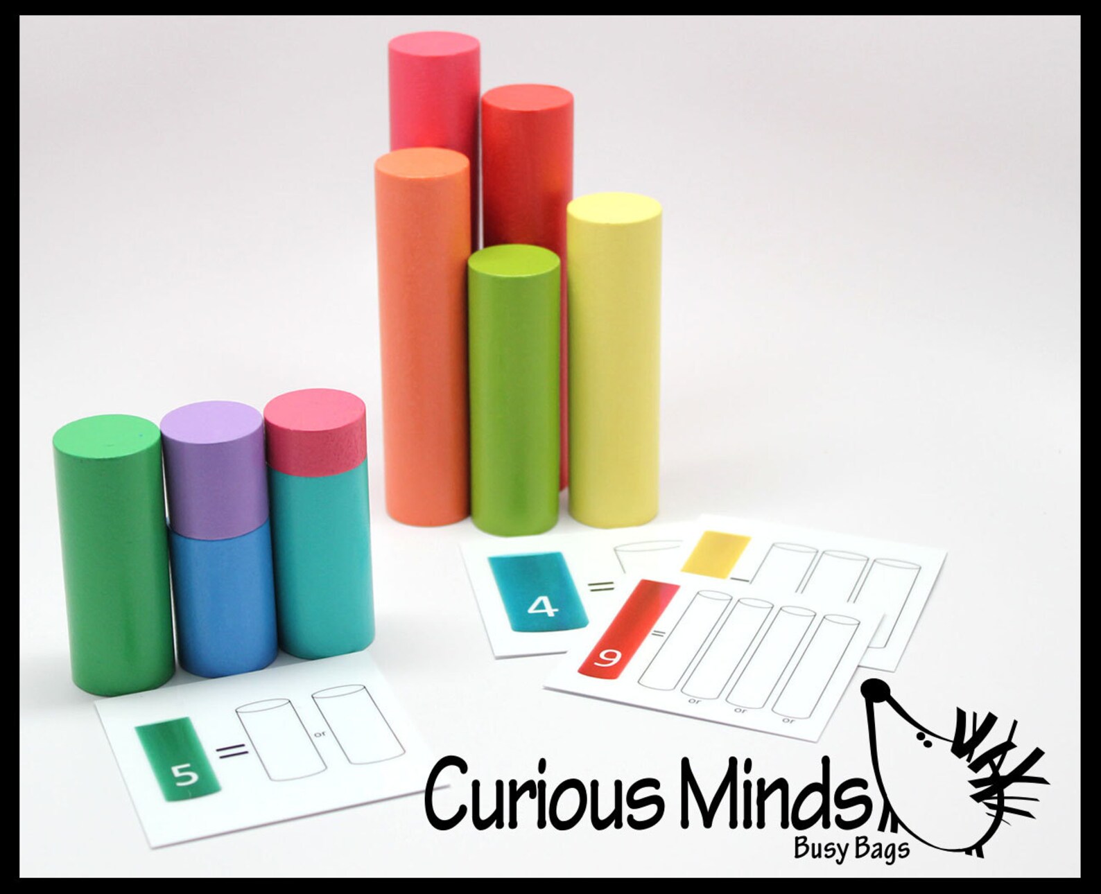 Wooden Block Math 10 Colorful Wooden Blocks and Cards - Etsy