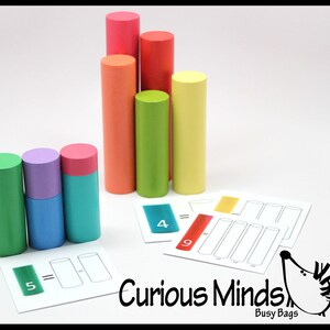 Wooden Block Math - 10 Colorful Wooden Blocks and Cards - Etsy