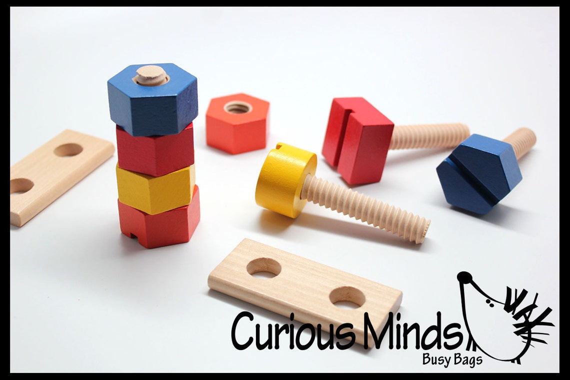 Busy Bags Large Wooden Nuts and Bolts Fine Motor - Etsy