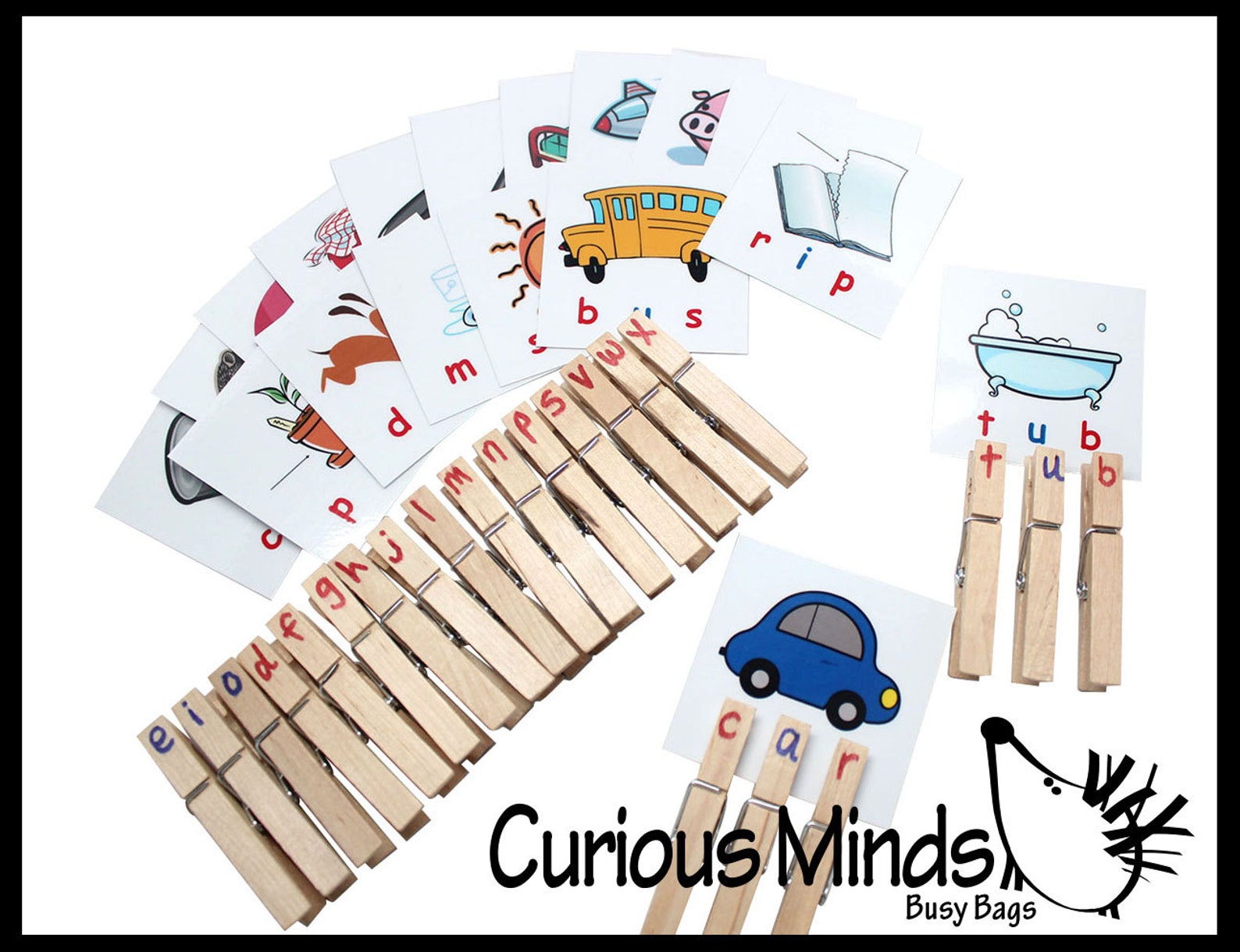 PDF Downloadable Printable CVC Word Cards With Clothespins - Etsy