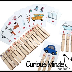 PDF - Downloadable Printable - CVC Word Cards With Clothespins Busy Bag ...
