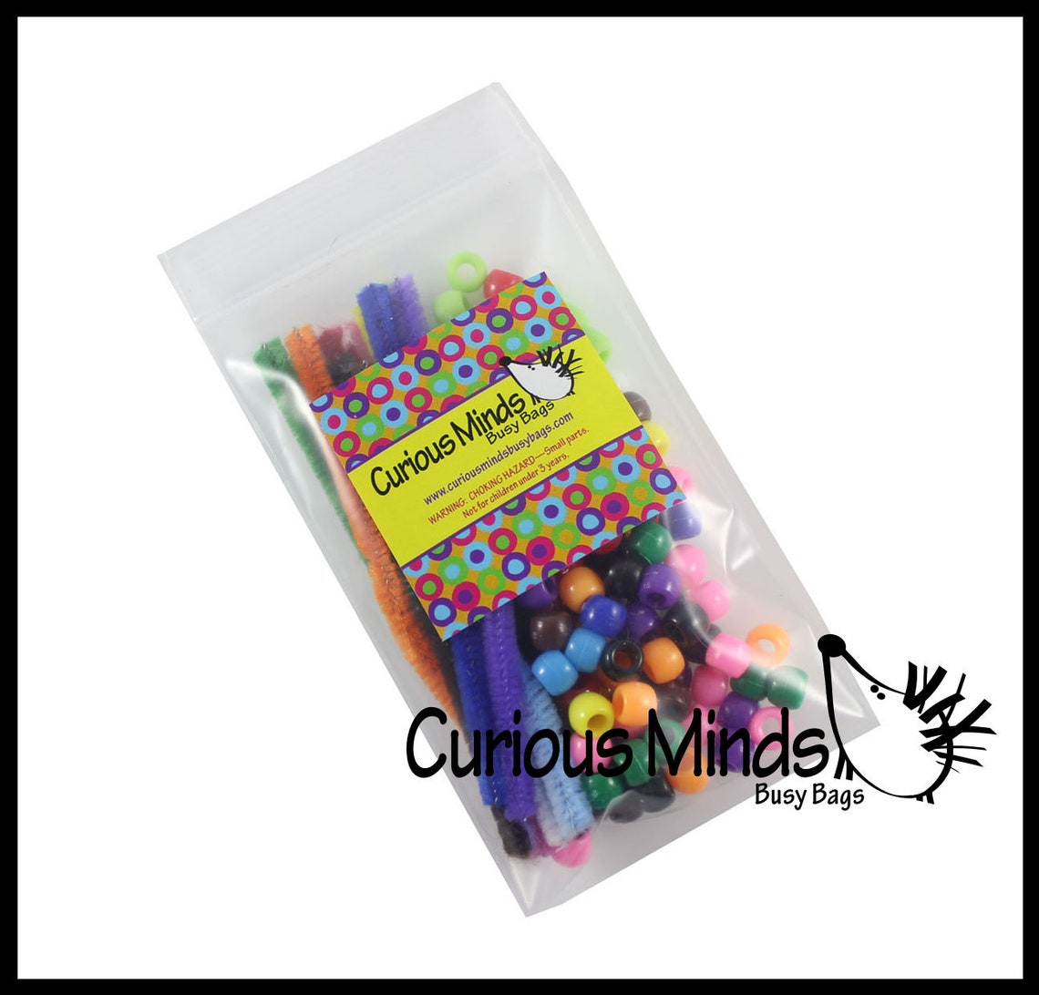 12 Color Sorting Pipe Cleaner and Beads Busy Bag learning | Etsy