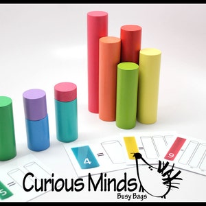 Wooden Block Math - 10 Colorful Wooden Blocks and Cards - Etsy