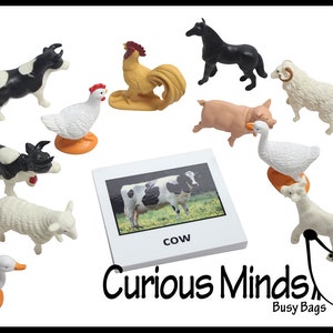 Montessori Farm Animal Match - Miniature Animals With Matching Cards ...
