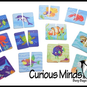 12 Mini 2-piece Puzzles - Beginner Puzzle Busy Bag for Toddlers ...