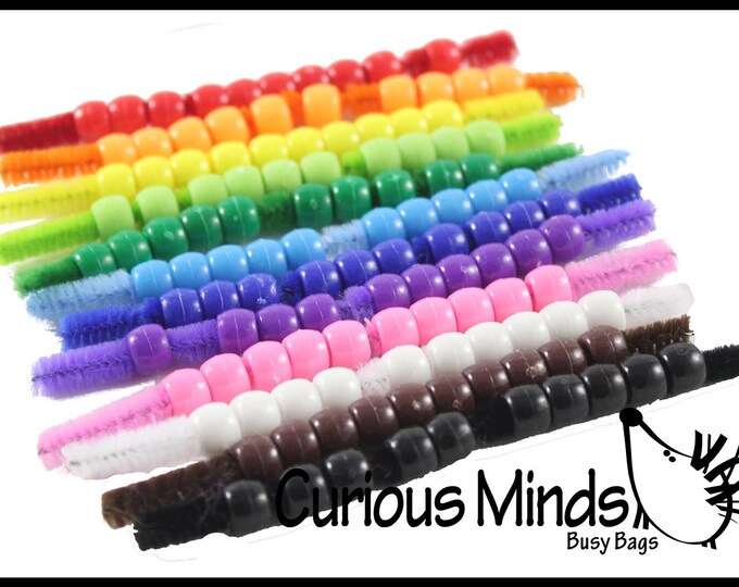 12 Color Sorting Pipe Cleaner and Beads Busy Bag (learning Activity ...