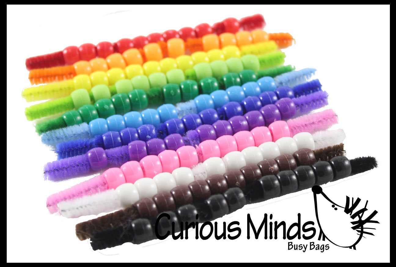 12 Color Sorting Pipe Cleaner and Beads Busy Bag learning | Etsy
