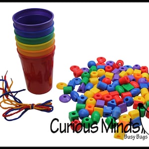 Color Sorting Cups and Beadss Set - Large Bright Beads to Sort ...