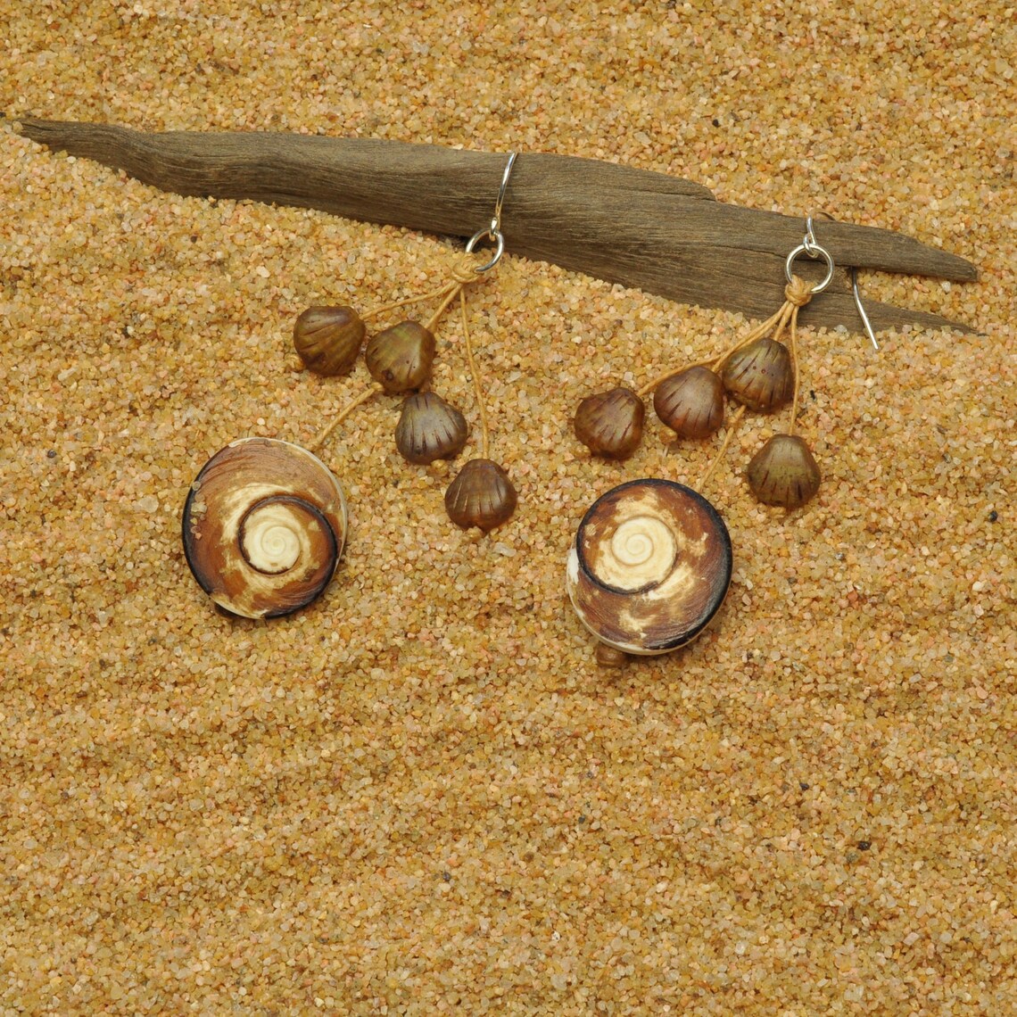 Cat's Eye With Czech Glass Seashells Earrings - Etsy