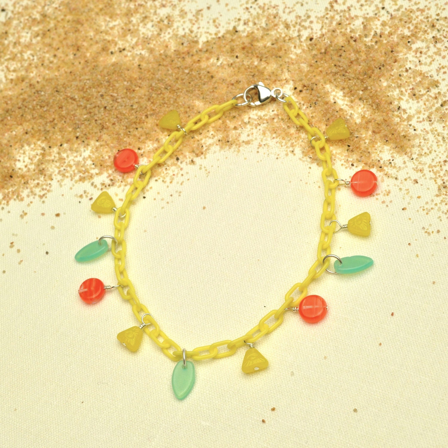 Buttercup Yellow Lightweight Mod Anklet With Opaque Yellow Pyramids ...