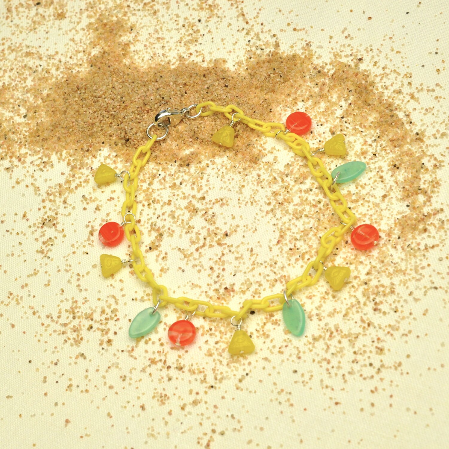 Buttercup Yellow Lightweight Mod Anklet With Opaque Yellow Pyramids ...