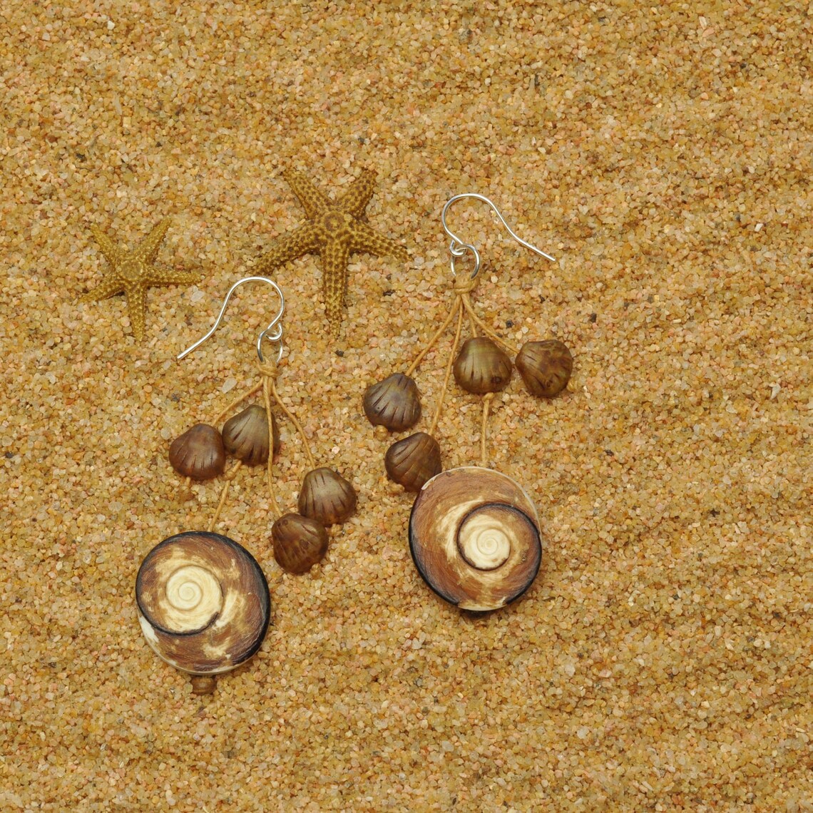 Cat's Eye With Czech Glass Seashells Earrings - Etsy