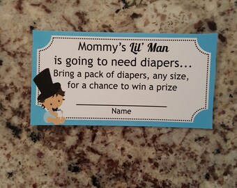 Little Man Diaper Raffle Tickets Diaper Game Baby Diaper Shower Party ...