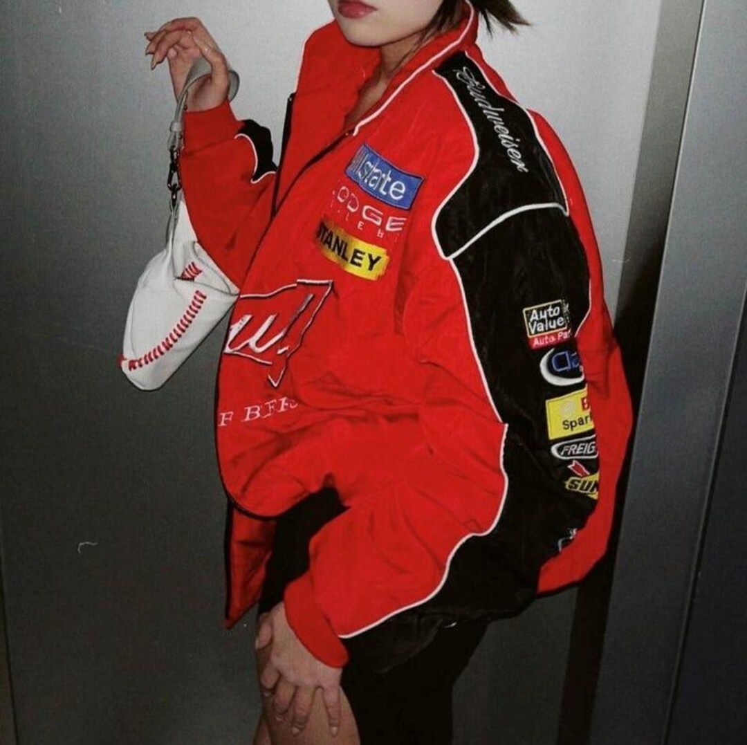Embroidery Vintage Red Racing Jacket Y2k Style Scuderia Ferrari F1 ...
