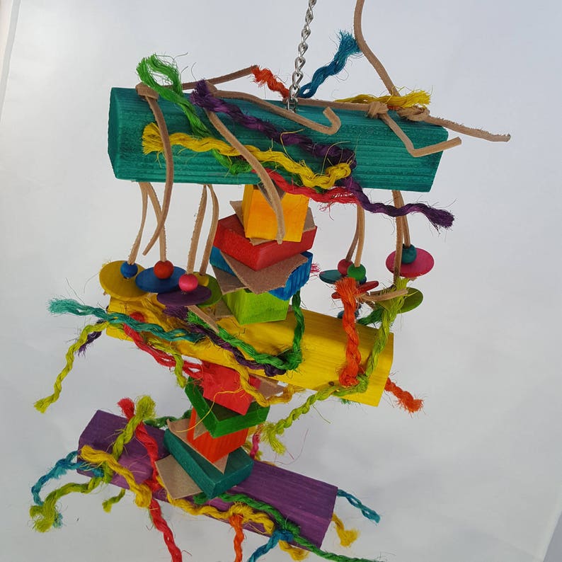 Large Parrot Toy BLOCKS N' KNOTS Macaw african Gray - Etsy
