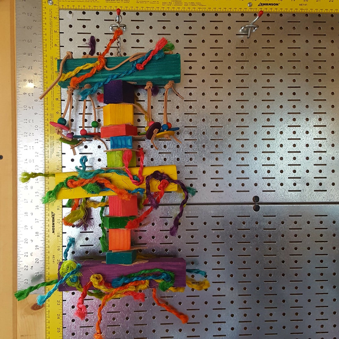 Large Parrot Toy *BLOCKS N' KNOTS ** Macaw *african Gray * Cockatoo ...