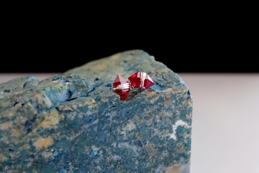 Ruby Geo Stud Earrings in 14k Solid Gold, Gold Filled, Sterling Silver ...