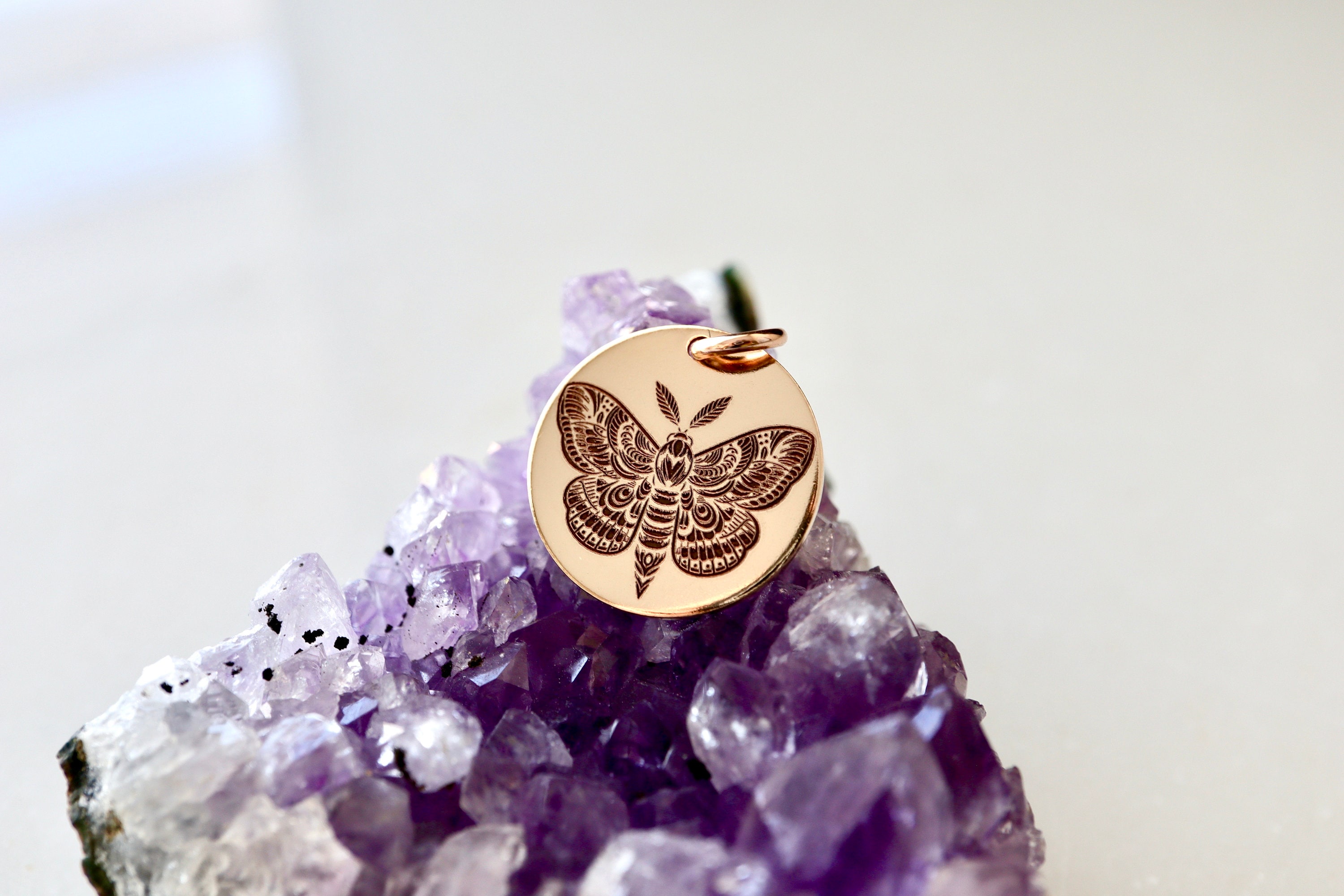 Mystical Moth Charm or Pendant | 16MM Personalized 14K GF or Sterling ...