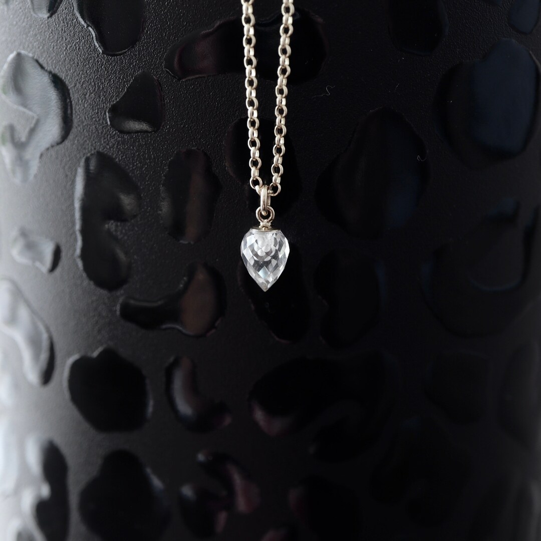 NEW Tiny CZ Inverted Teardrop Necklace | 14kt Gold Filled or Sterling ...