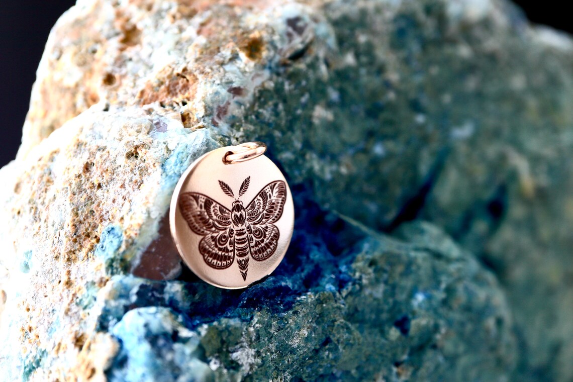 Mystical Moth Charm or Pendant | 16MM Personalized 14K GF or Sterling ...