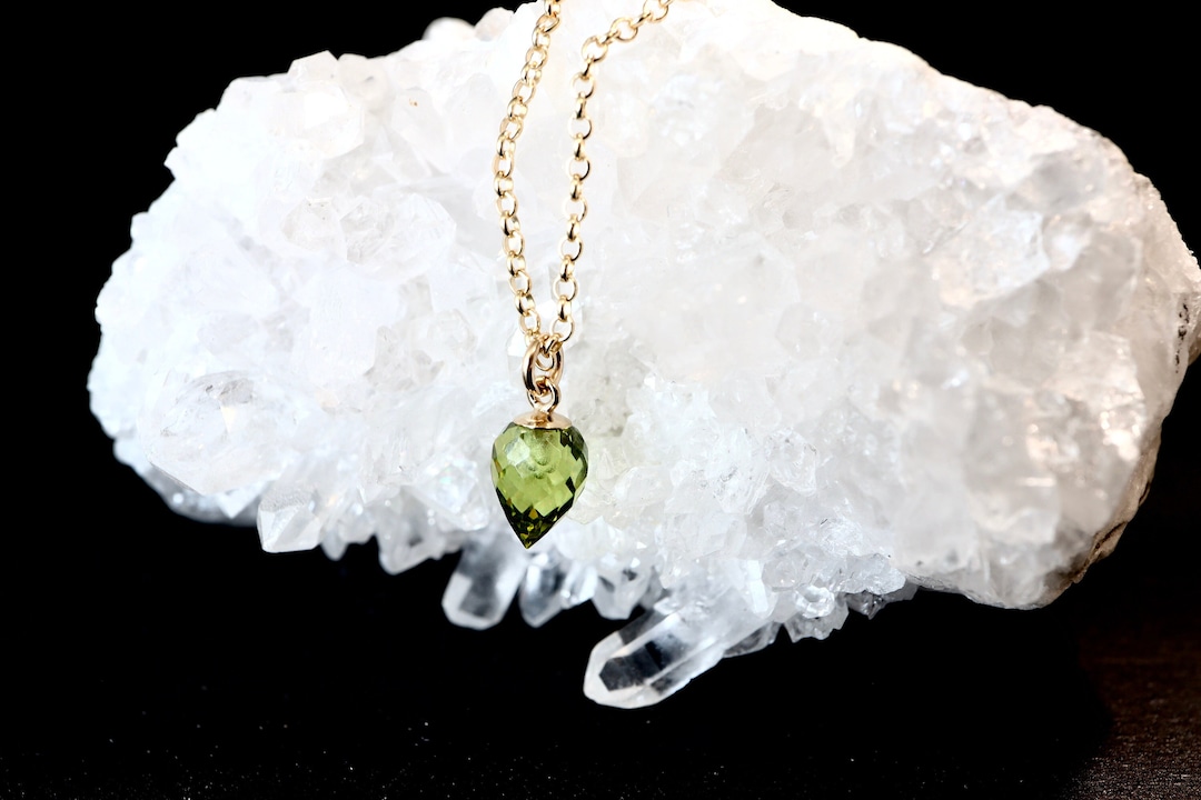 NEW Tiny Peridot Inverted Teardrop Necklace | 14kt Gold Filled or ...