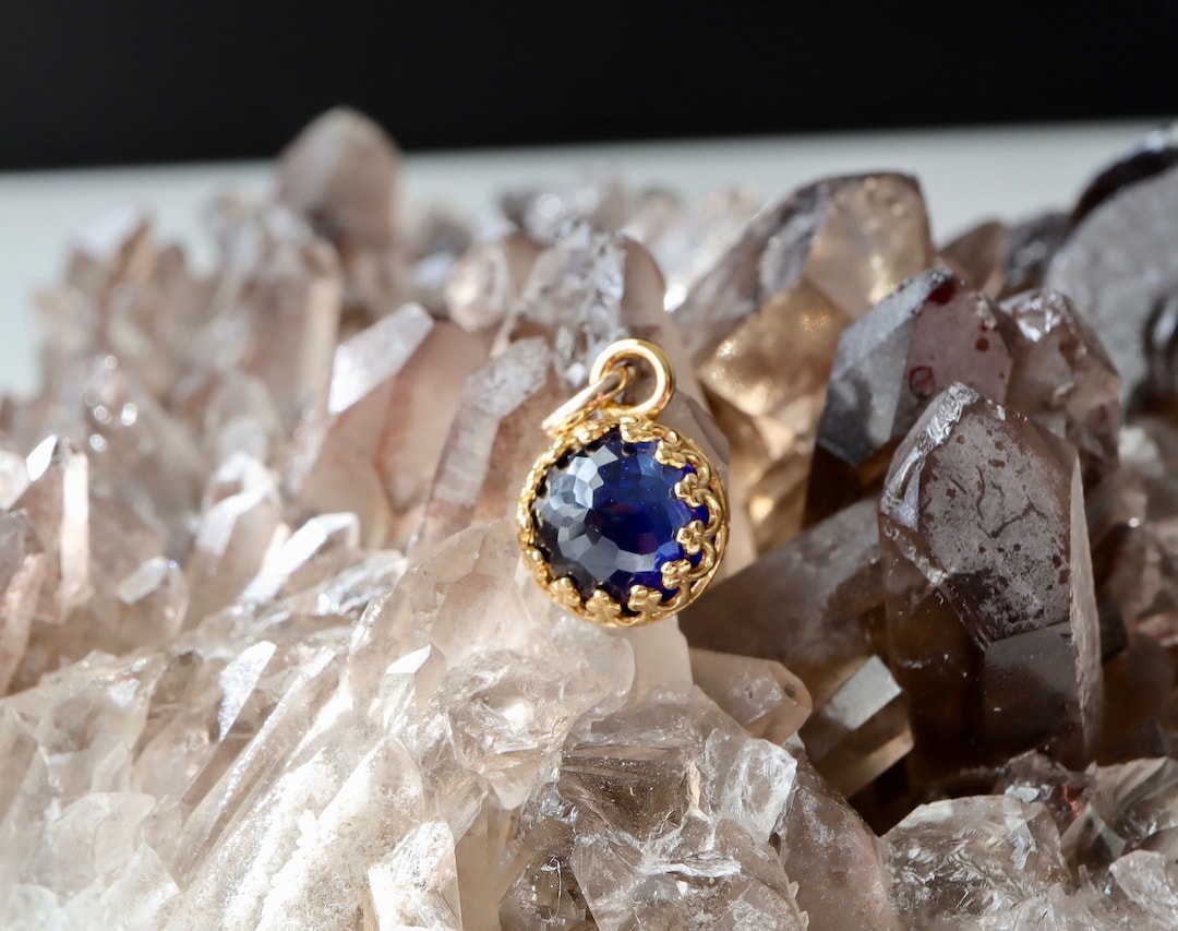2 Ct Sapphire Charm or Pendant 14kt Solid Gold, Gold Fill, Sterling ...