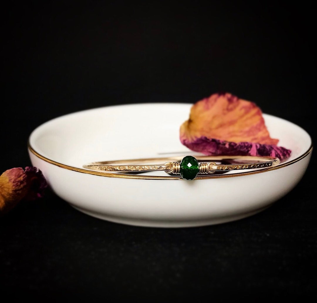 Chrome Diopside Float Bangle | Genuine Emerald Green Chrome Diopside ...