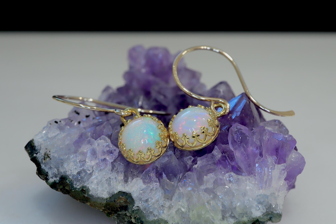 Natural Opal Royal Dangle Earrings - 14k Gold Filled, Sterling Silver ...