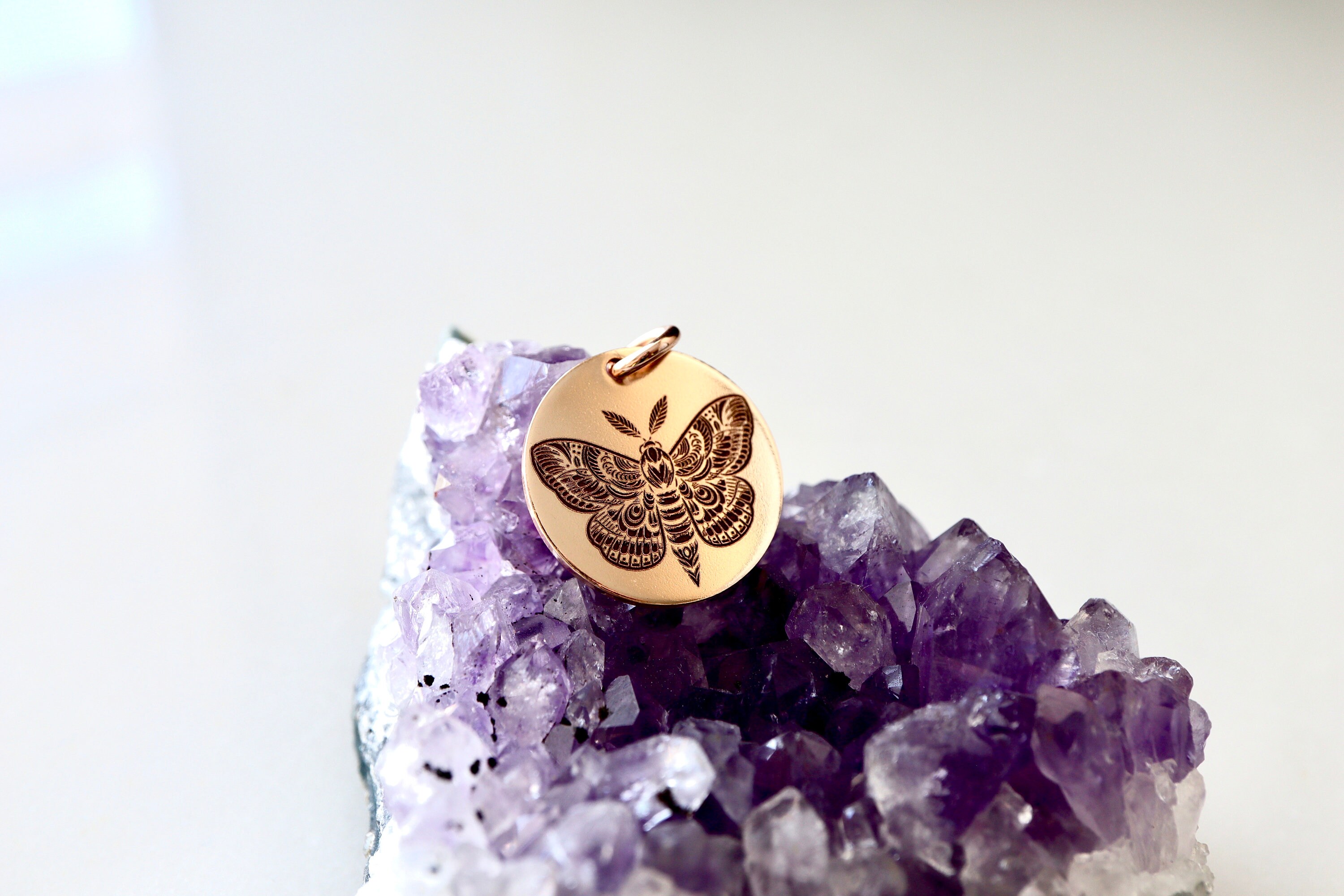 Mystical Moth Charm or Pendant | 16MM Personalized 14K GF or Sterling ...