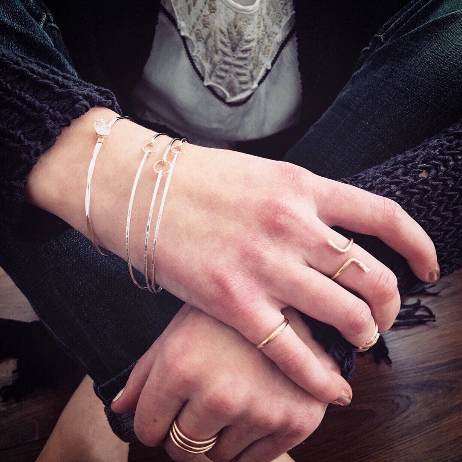 North and South Ring / Sterling Silver Wrap Ring / 14k Gold | Etsy