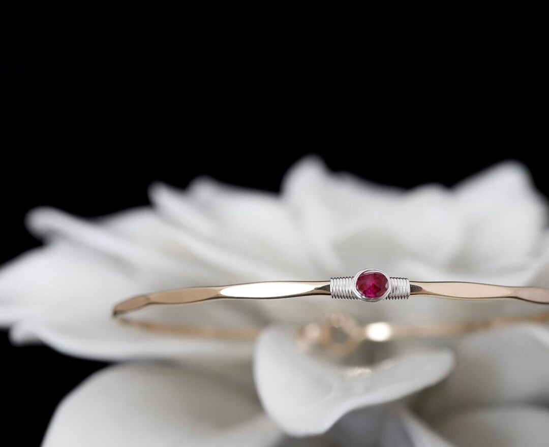 Vibrant Ruby Signature Bangle | July Birthstone Jewelry | 14K Gold ...