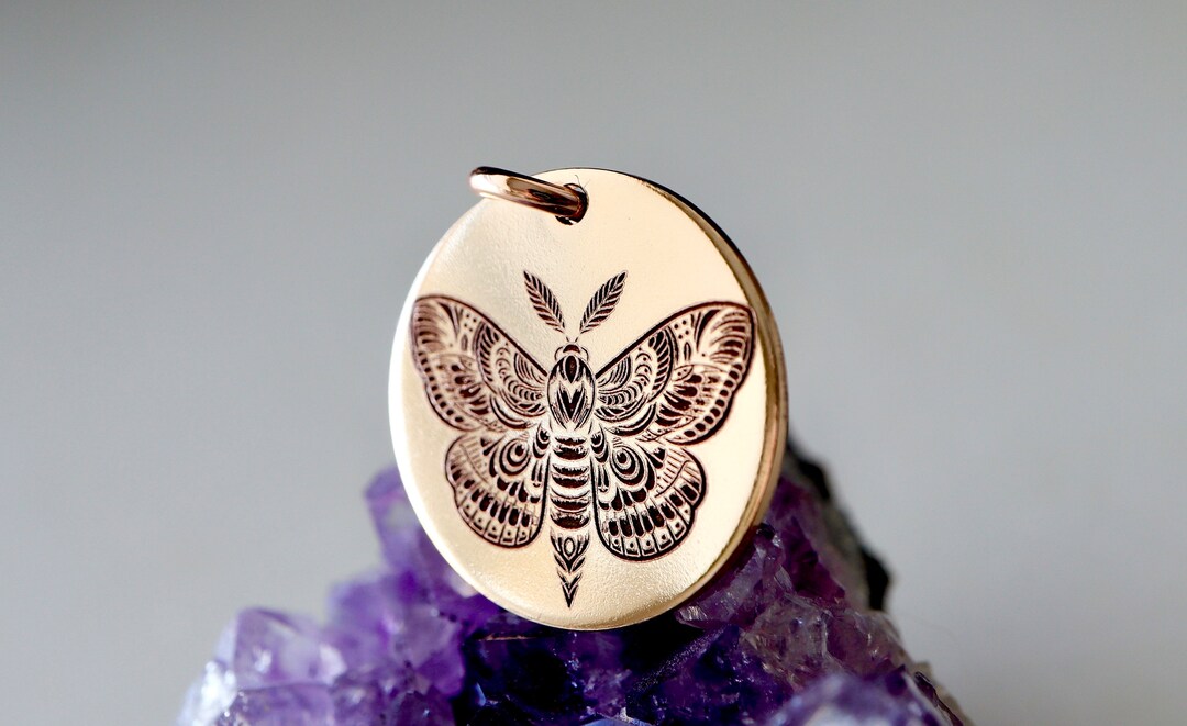 Mystical Moth Charm or Pendant | 16MM Personalized 14K GF or Sterling ...
