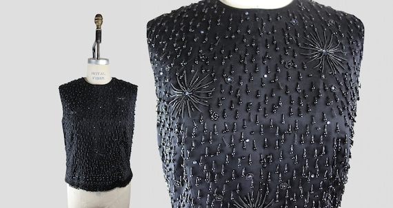 1950s Early 1960s Hand-Beaded Shell w/ Starbursts, Fr… - Gem