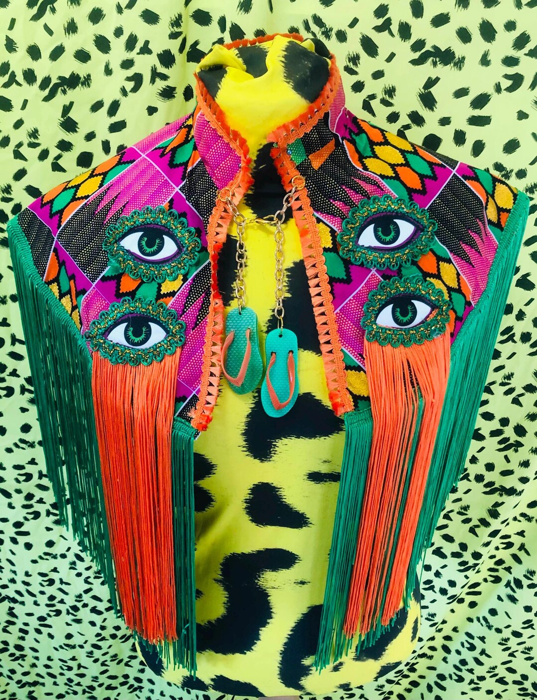 Stunning Caplet With Eye Decals and Beautiful Long Fringe - Etsy