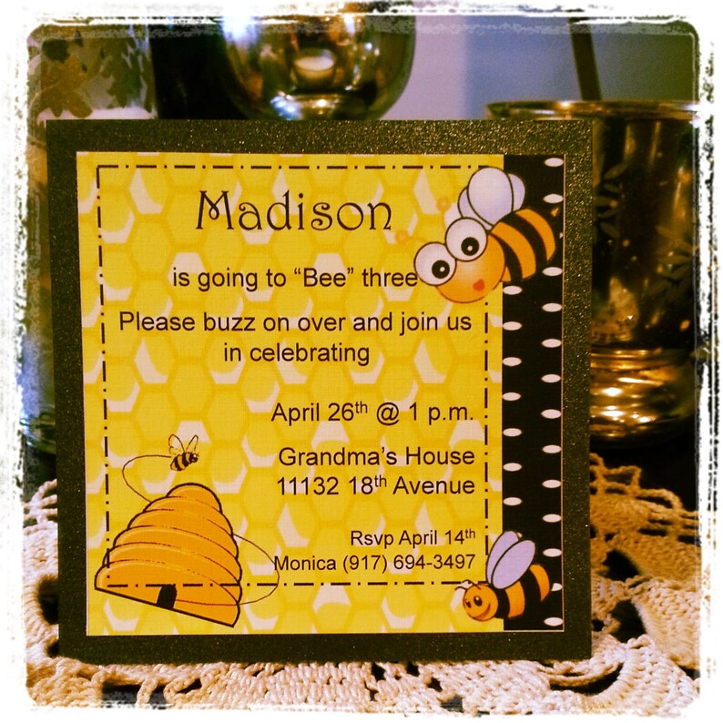 Bumble Bee Children's Birthday Party Invitation - Etsy