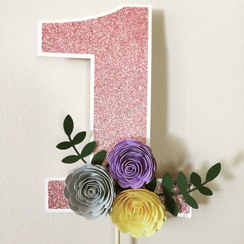 One Cake Topper; "1" Birthday Floral Cake Topper - Etsy