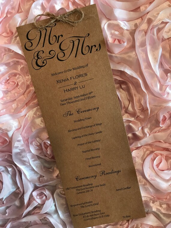 Rustic Kraft Wedding Ceremony Programs - Etsy