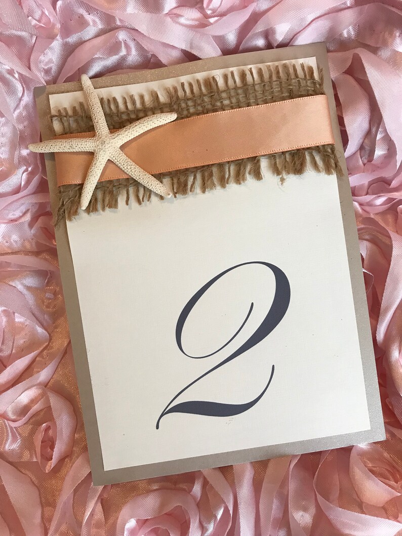 Beach Wedding Table Numbers With Mesh and Starfish - Etsy