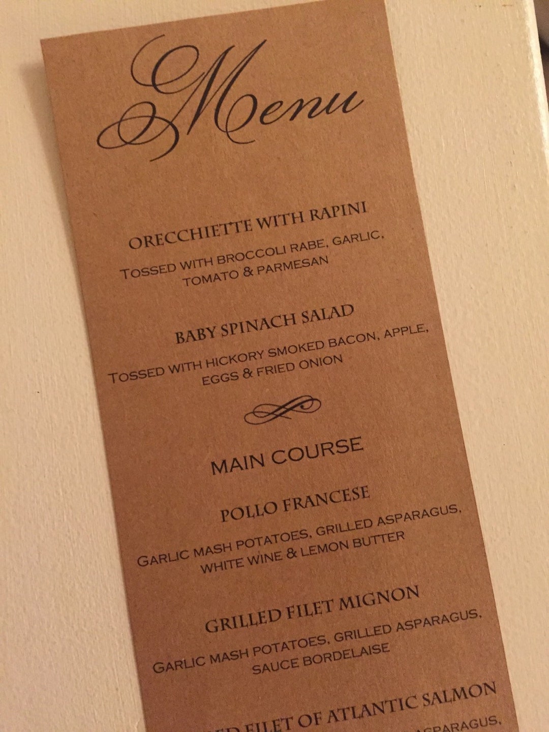 Wedding Menu - Kraft Paper - Etsy