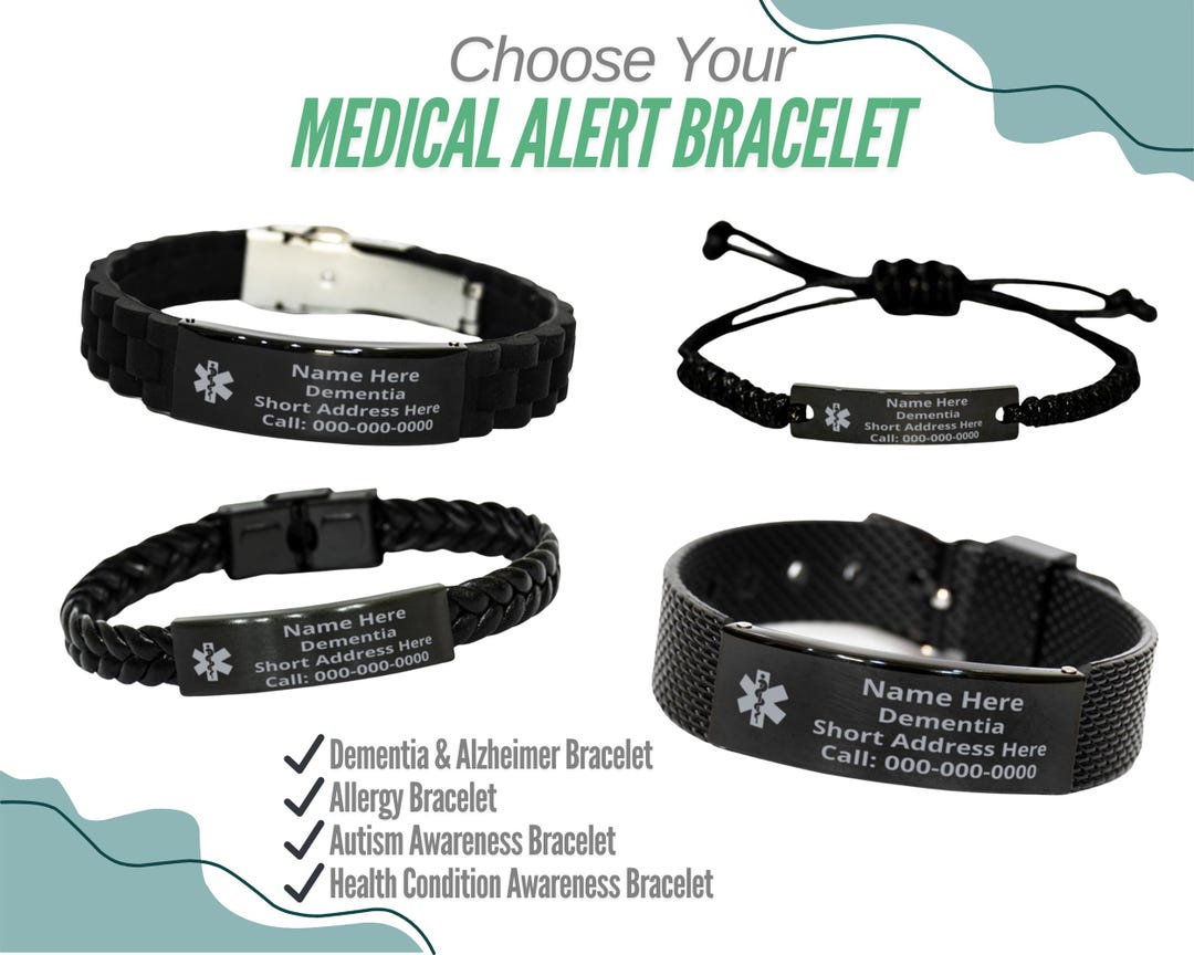 Dementia Alzheimer Awareness Bracelet, Gift for Elder Senior Grandpa ...