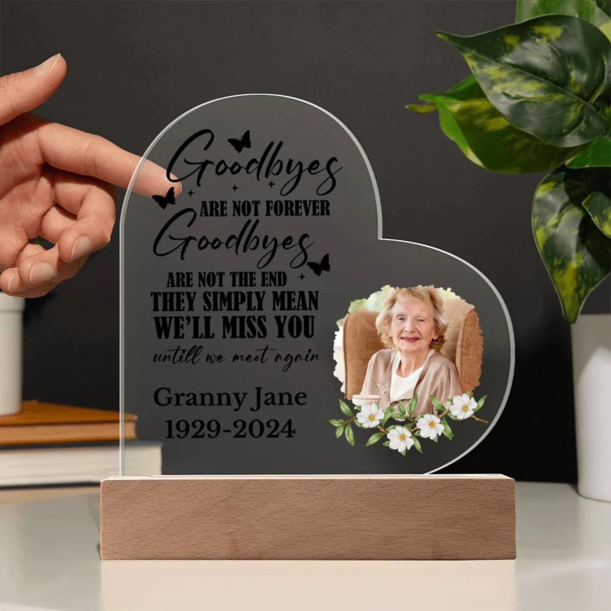 Personalized Memorial Acrylic Plaque, Family Portrait Grieving Gift, in ...