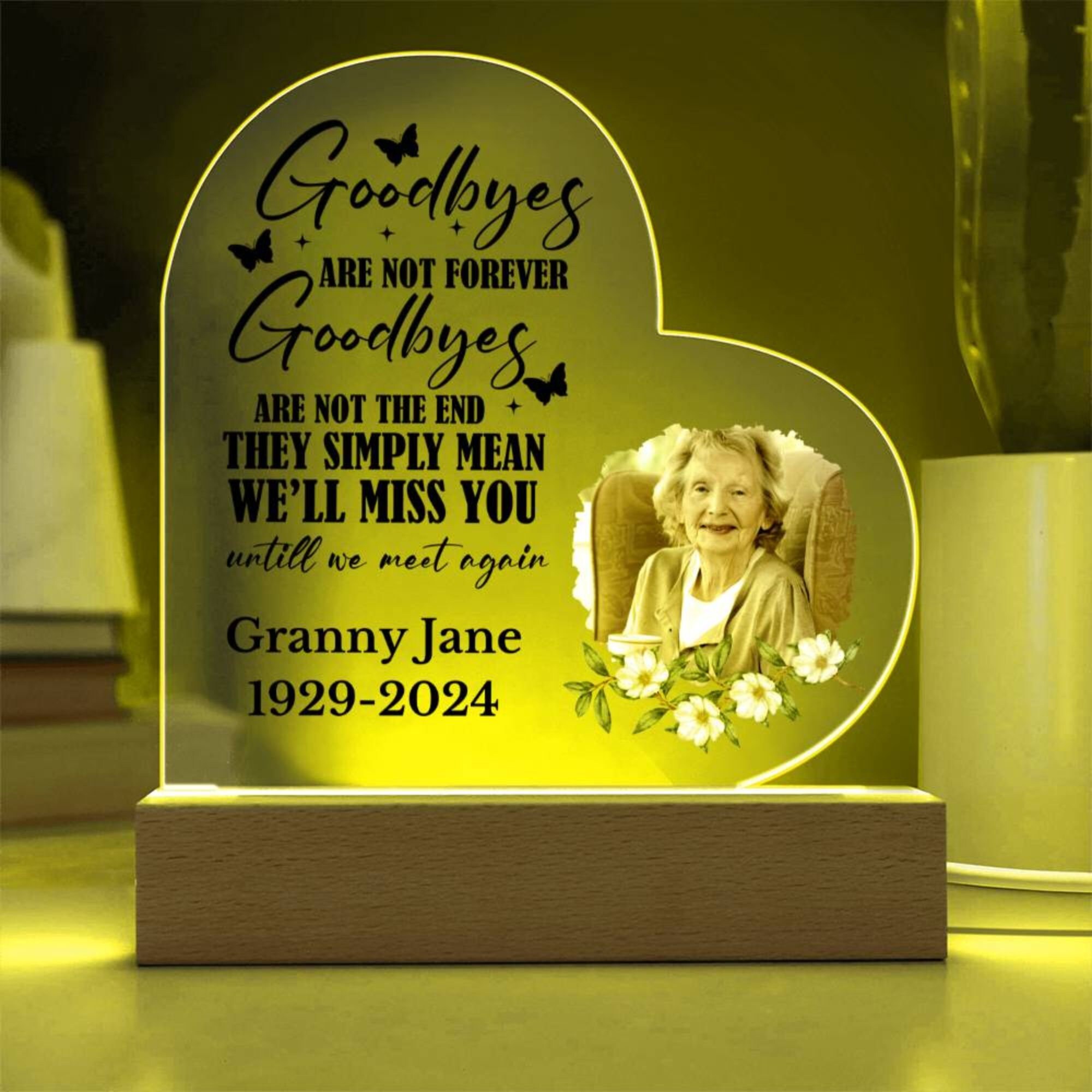Personalized Memorial Acrylic Plaque, Family Portrait Grieving Gift, in ...